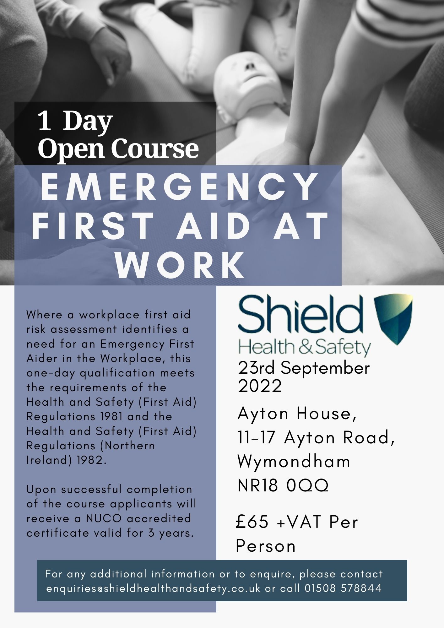 Emergency First Aid at Work 1 Day Training Course - New Date!